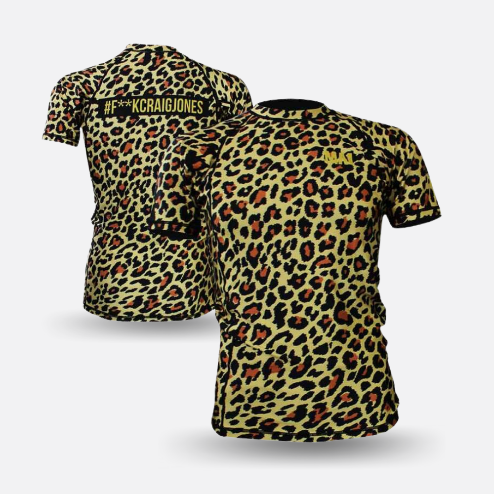 MA1 #F**kCraigJones Gold Leopard Rash Guard